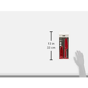 Kuhn Rikon Colori Santoku Knife with Safety Sheath, 5 inch/12.70 cm Blade, Red