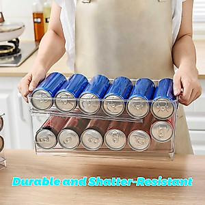 XISAOK Refrigerator Organizer Bins Soda Can Dispenser Clear Plastic Canned Drink Holder Storage for Fridge Kitchen Cabinets