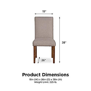 Dorel Living Linen Upholstered Parsons Chairs, Set of 2, Taupe/Pine