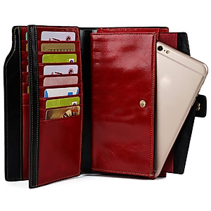 YALUXE Women's Genuine Leather Wallet RFID Blocking Multi Card Holder with Cell Phone Pocket Mothers Day Gifts