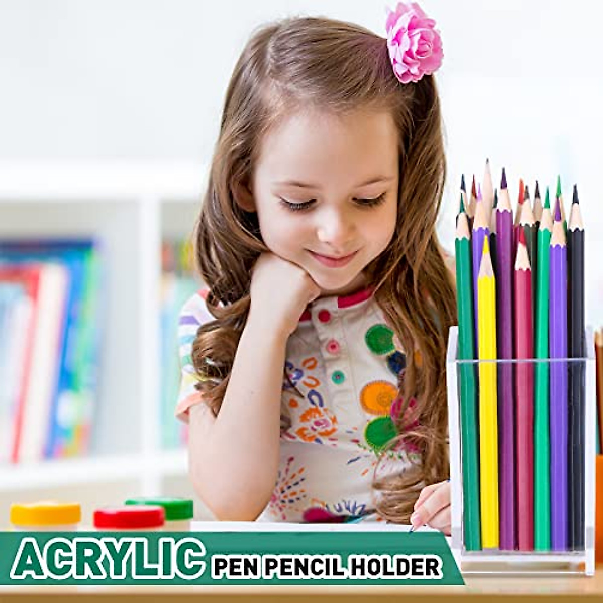 AFOROEOA 10 Pack Clear Acrylic Pen Holder Makeup Brush Holder Desktop Pencil Organizer Acrylic Pencil Cup Stationery Office Organizer Accessory for Office School Makeup Desk…