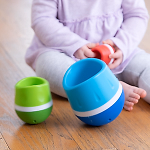 Fat Brain Toys TumbleRoos - Wobbling Fine Motor Stacking Toy for Babies & Toddlers