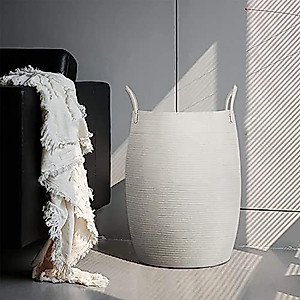 laundry basket woven baskets for organizing tall nursery hamper baby with handle big storage basket round decorative kids dirty clothes blanket basket living room towel fabric for cotton white