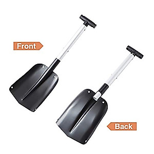Retractable Snow Shovel, Portable Folding Shovel, Aluminum Alloy Car Shovel, Suitable for Cars, Camping, Gardens and Other Outdoor Activities (Black #1)