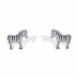 Boma Jewelry Sterling Silver Zebra Stud Earrings