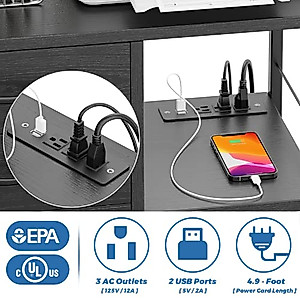 Himusi File Cabinet, Filing Cabinets for Home Office with Lock and USB Charging Port, 3 Drawer Wood File Cabinets for A4/Letter Size, Printer Stand with Storage