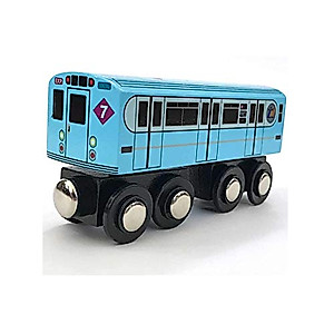 Munipals Wooden MP01-11BB NYC MTA Subway 7 Train Car World's Fair Express Bluebird R33WF