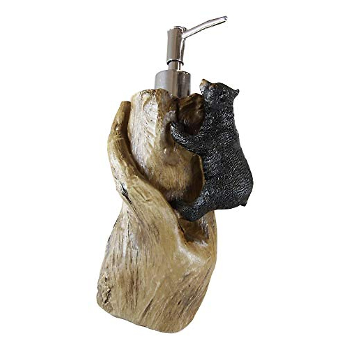 Ebros Rustic Black Bears Climbing Logs Woodlands Forest Bathroom Accent Set of 4 Bar Soap Dish Liquid Soap Pump Bottle Tumbler Cup Toothbrush Holder Western Country Cabin Lodge Decorative Figurines