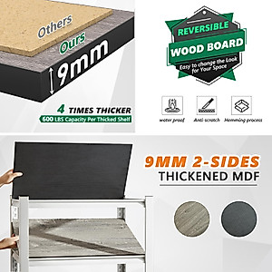 REIBII 3000LBS Garage Shelving Storage Shelves Heavy Duty Shelving Adjustable White Metal Shelving Units and Storage Racks and Shelving Garage Closet Kitchen Pantry Shelves, 60''HX24.5''WX16.5''D