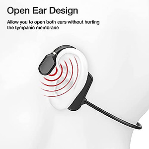 Open-Ear Headphones, Wireless Air Conduction Headphones Lightweight Sweatproof Bluetooth Sports Headset with Mic Answer Phone Call Music for Running, Hiking, Driving, Bicycling (Black)