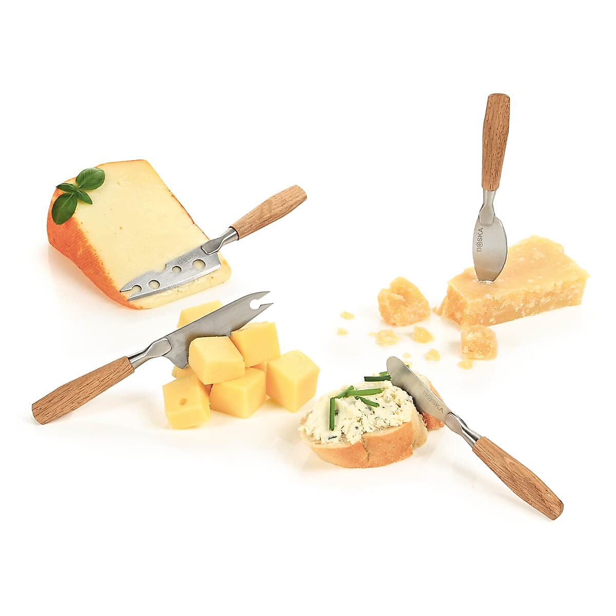 BOSKA Stainless Steel Mini Cheese Knives - Oslo For All Types of Cheese - Multi-Functional Cheese Slicer - Handheld Slicer - Silver Non-Stick - Dishwasher Safe - For Kitchen Cooking