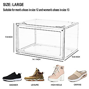 UMKIC Shoe Box Clear Plastic Stackable, 3 Pack Shoe Storage Box, Shoe Organizer for Display Sneaker, Shoe Sneaker Storage Containers with Lids (14.1”x 10.6”x 7.8”)