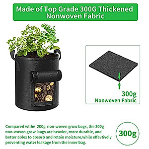 ADORMA 6-Pack 10 Gallon Potato Grow Bags, Heavy Duty Fabric Pots with Handles,300G Thickened Nonwoven Pots for Plants