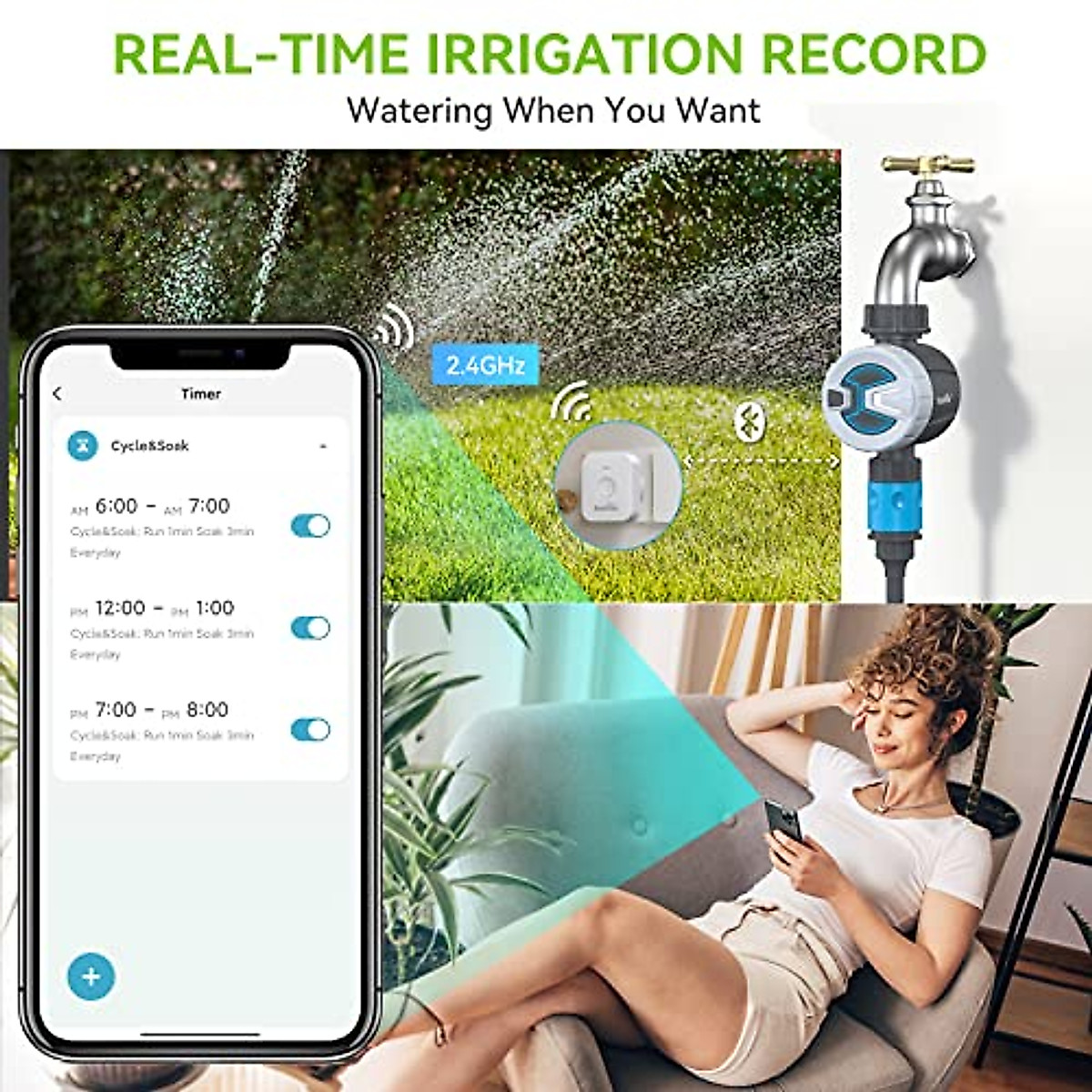 RAINPOINT Sprinkler Timer WiFi Water Timer, Smart Wireless Hose Faucet Timer for Garden, Automatic Irrigation System Controller, APP Remote Control via 2.4Ghz WiFi or Bluetooth