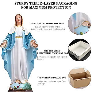 HOLLOII 19 Inch Catholic Virgin Mother Mary Statues,Resin Figurine for Religious and Home Decor