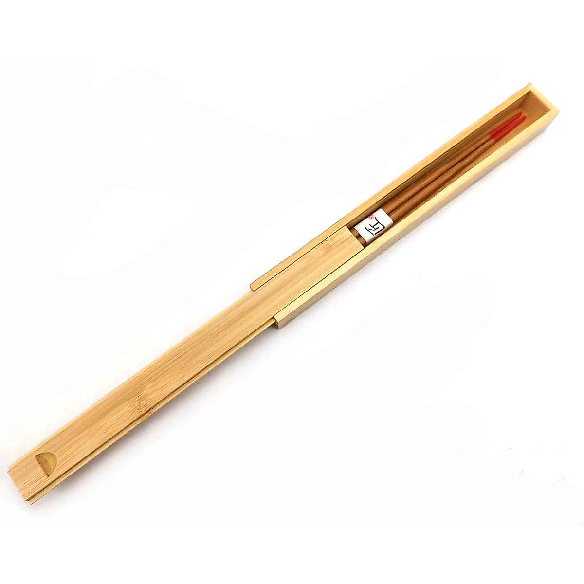 JapanBargain 2214, Bamboo Portable Chopsticks with Case Reusable Travel Chopsticks Japanese Style Chopsticks, Red Tips