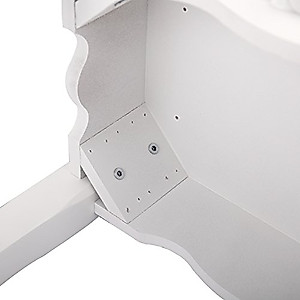 Vanity Table and Chair Set, Makeup Dressing Table with 360-degree-rotating Mirror and 4 Drawers, Thick Padded Stool, Vanity Table and Chair Set with Mirror and 4 Drawers for Girls Women Gift, White