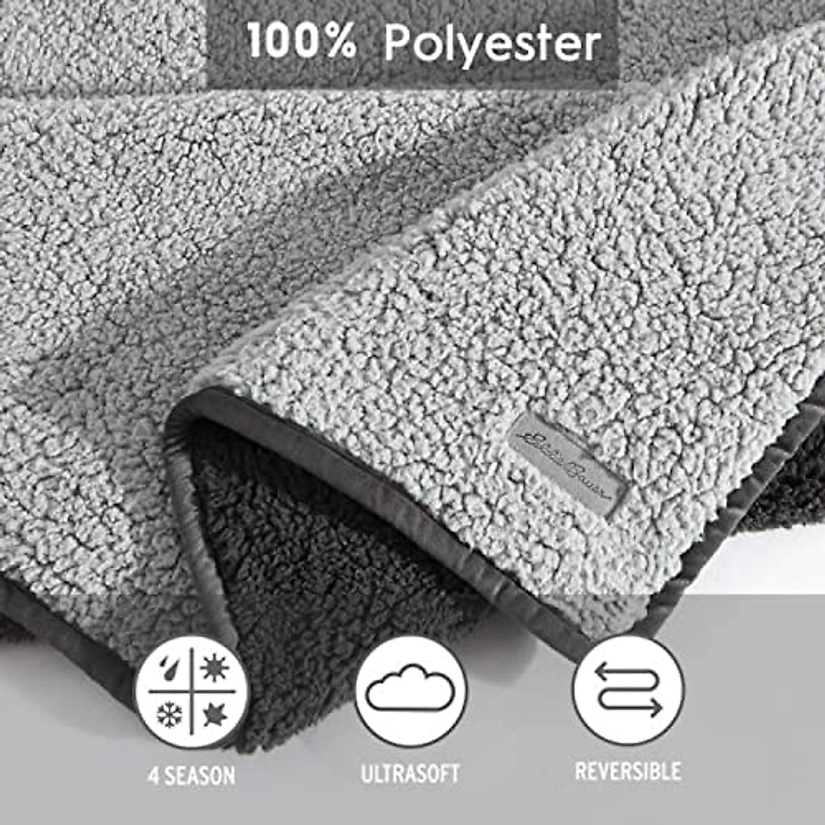 Eddie Bauer - Throw Blanket, Reversible Sherpa Bedding, Medium Weight & Warm Home Decor (Charcoal, Throw)