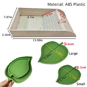 3pcs Tortoise Food Dish with Ramp and Basking Platform Leaf Tortoise Water Food Bowls Reptile Water Dish Turtle Reptile Pool for Amphibians Gray