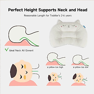 Choc chick Toddler Pillow,20X14inches Machine Washable Soft Hypoallergenic Kids Pillows,Child Cute Animal Perfect Toddler Pillows for Sleeping 2 Year Old (Cat)