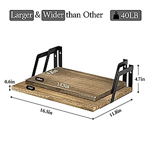 SRIWATANA Floating Shelves Wall Mounted Set of 2 Rustic Wood Shelves with Large Capacity(Carbonized Black)
