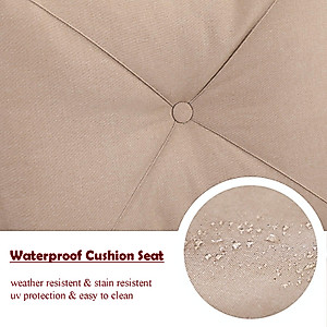 MFSTUDIO 2PCS Patio Bistro Dining Spring Motion Chairs Outdoor Furniture for Backyard, Garden with Removable Cushion Seat, Metal Frame, Beige