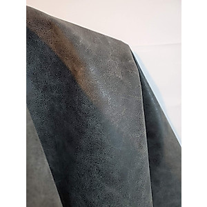 NAT Leathers | Gray Distressed Crazy Horse Oily Faux Vegan Leather PU (Peta Approved Vegan) | 1 Yard (36 inch x 54 inch Wide) Cut by Yard Pleather 0.9 mm Upholstery | Gray Distress 36"X54"