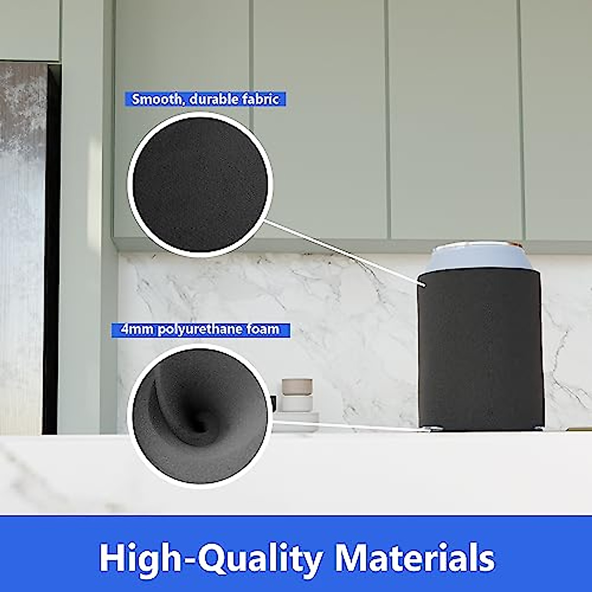 25 Pack Black Blank Can Cooler Sleeves, Customizable Bulk Sublimation Can Coolers, Extra-Thick Collapsible Drink Insulator Sleeve, Beer Can Coolers for Party Beverages, PartyPrints