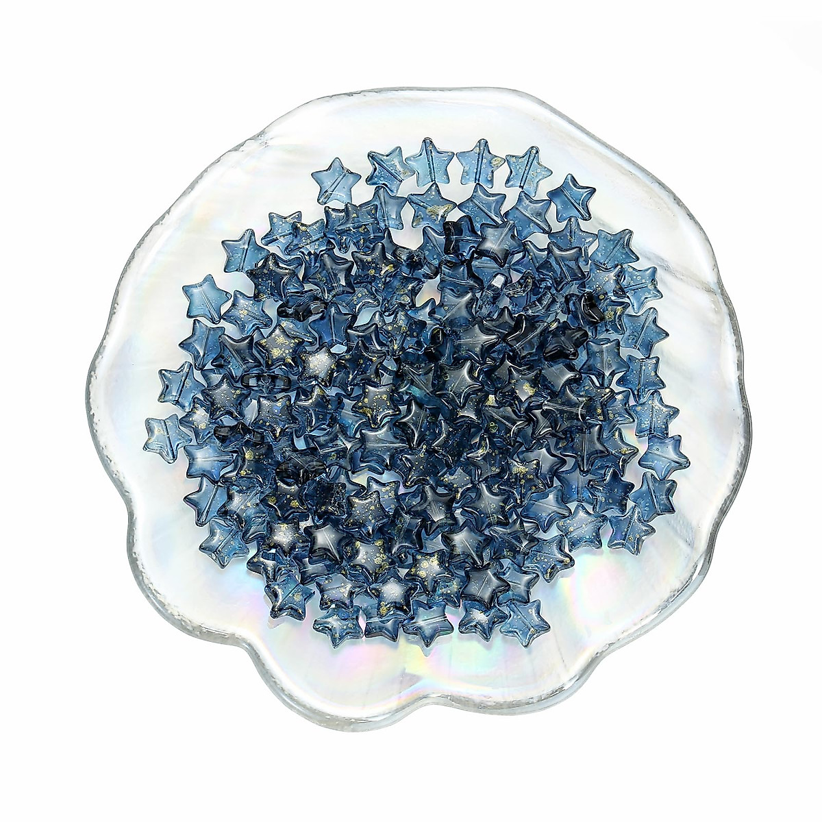 100pcs Dark Blue Star Beads Glass Crystal Star Beads 10mm Star Glass Spacer Beads for Jewelry Bracelet Making DIY Crafts Gifts (Dark Blue Star)