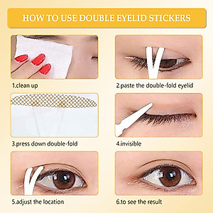 Eyelid Tape, Eyelid Lift Tape, Double Eyelid Tape, Double Eyelid Stickers, Invisible Eyelid Tape, Self-Adhesive Eyelid Lifter Strips with Fork Rods, Breathable & Waterproof, Instantly Enlarge The Eyes