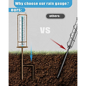 X-PREK New Upgrade Rain Gauge,Detachable Freeze Proof Glass Rain Guage Outdoor Decorative for Garden,Deck,Lawn,Landscape,Yard