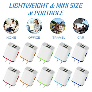 Xuhal 12 Pcs Fast USB Wall Charger USB Charging Block Bulk USB Charger Adapter Plug Cube 2.1A USB Wall Charger Replacement for Most Smartphones and Tablets, Colorful(Water Drop Style)