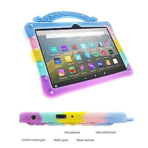 LUSTAM Pop it Case for All New Amazon Fire HD 10 and Fire HD 10 Plus Tablet (11 Generation, 2021 Release), Fidget Poppers Pop its Poppet Slim Kickstand Silicone Handle Kids Friendly Protective Cover
