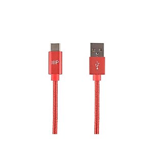 Monoprice USB 2.0 Type-C to Type-A Charge and Sync Nylon-Braid Cable - 1.5 Feet - Red, Fast Charging, Aluminum Connectors, Stay Synced - Palette Series