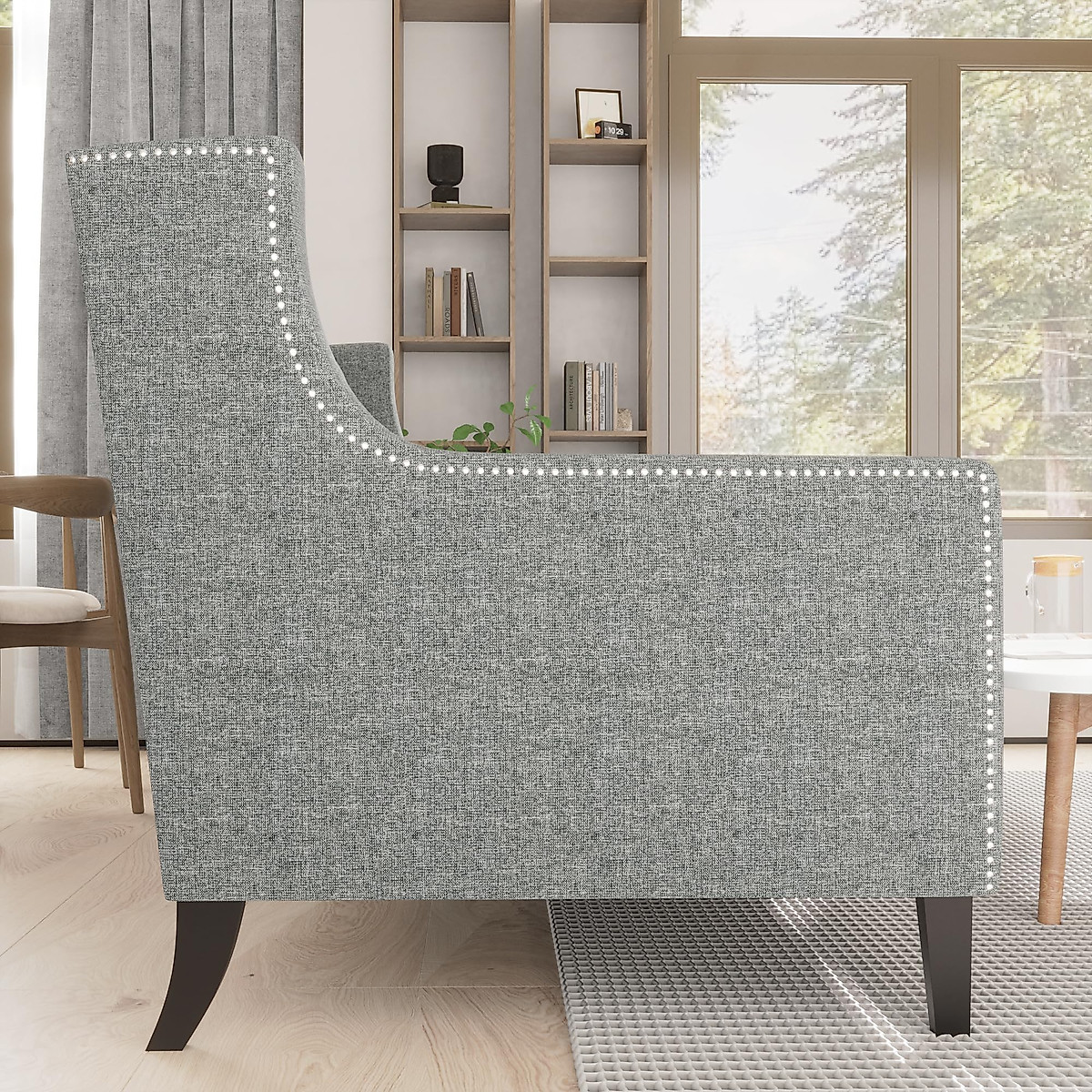 ZKZLAT 78.75'' 3-Seater Sofa, Button Tufted Backrest with Comfy Cushion, Mid Century Modern Couches for Living Room, Upholstered Comfy Sofa Couch for Bedroom, Apartment, Gray