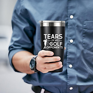 Golf Gifts for Men Dad, Grandpa, Uncle, Him. Husband - Valentines Day Golf Lover Unique Coffee Cup - Fathers Day Gift- 20oz Stainless Steel Double Wall Insulated Golfer Tumbler