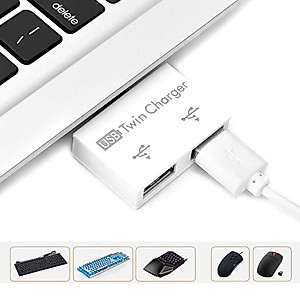 Bewinner USB2.0 Hub, Aluminum Alloy + PC Small/Portable/Rugged//Transparent Connection Adapter Converter Separator with Two USB Ports-Connected