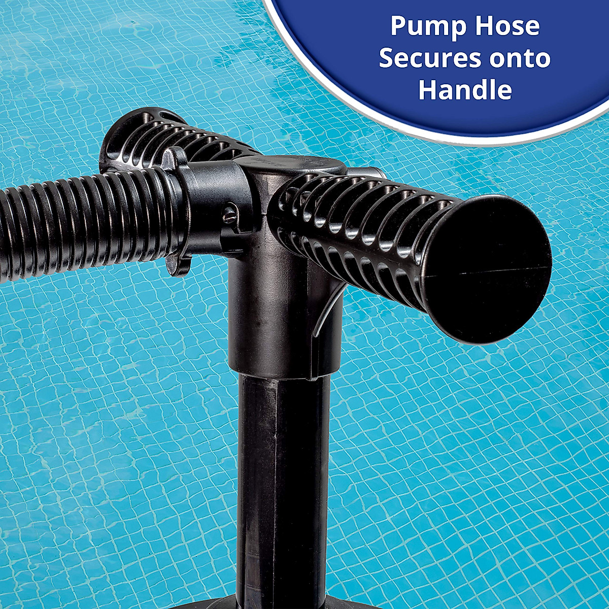 Aqua Dual-Action Hand Pump – Heavy Duty Air Pump with 4 Nozzle Attachments – Black