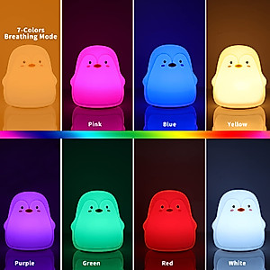 Tremdwoto Night Light for Kids, Penguin Silicone Nightlight Lamp, 7 Color Changing Nursery Night Light for Kids Bedroom, Super Gift for Boys Girls Toddler Children
