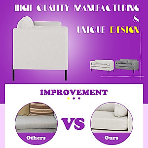 TYBOATLE Modern Living Room Furniture Sectional Sofa Sets 2 Pieces, Mid-Century Loveseat Couch and Comfy Accent Arm Chairs for Small Space, Apartment, Office (Cream Beige)