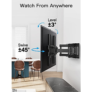 Pipishell TV Wall Mount for 26-65 inch LED LCD OLED 4K TVs, Full Motion TV Mount Bracket Articulating Swivel Extension Tilting Leveling Max VESA 400x400mm Holds up to 99lbs, Fits 12/16 Inch Wood Stud