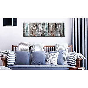 artgeist Canvas Wall Art Print Quotes Family 47x16 in - 1pcs Home Decor Framed Stretched Picture Photo Painting Artwork Image - Family House Faux Wood m-A-0956-b-a