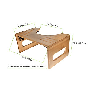 Plutreas Bamboo Toilet Stool Pool Stool for Bathroom, Collapsible Potty Stool for Adults