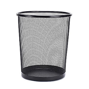 Waste Paper Basket Small Cylinder Trash Can for Home or Office Mesh Round Bins, Reinforced Solid Rim and Base for Garbage or Recycle