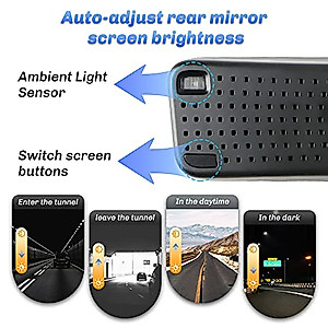 HANSSHOW Tesla 9'' Live Rear View Mirror Camera for Model Y, Ultra-Narrow Edge Design Rear View Mirror with LVDS Digital High-Definition Transmission (Model Y 2020-2023)