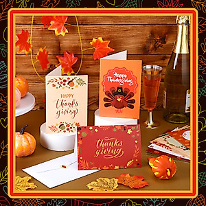 Jetec 240 Pcs Thanksgiving Greeting Cards with Envelopes Bulk Fall Greeting Cards Vintage Turkey Pumpkins Greeting Cards Thank You Cards for Fall Autumn Holiday, Harvest Wedding Dinner