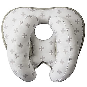 vocheer 2 in 1 Baby Travel Pillow, Baby Head Support Pillow Stroller Pillow with Banana Neck Pillow for Newborn,Light-Grey