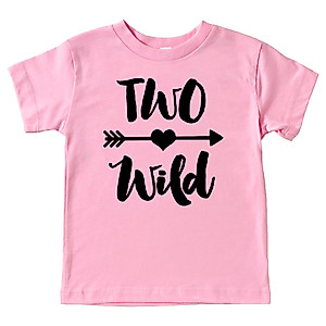 Olive Loves Apple Two Wild 2nd Birthday Girls Shirt for Toddler Girls Second Birthday Outfit Black on Pink Shirt 2T