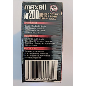 Maxell 3.5-inch Micro Floppy Disks 10 Pack, Double Sided, Double Density, Black