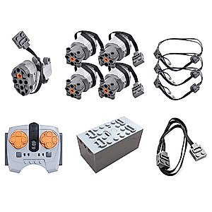NIIZ Power Functions Motor Compatible with Technic-Parts, 11 Pieces Science and Technology Motor Power Function Kit, Including 5 Motors Power Pack, Adjustable Speed APP and Remote Control Set